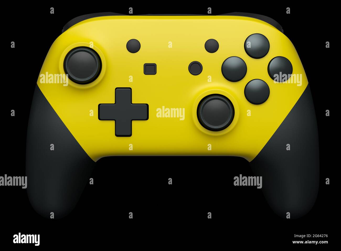 Realistic yellow joystick for video game controller on black background ...