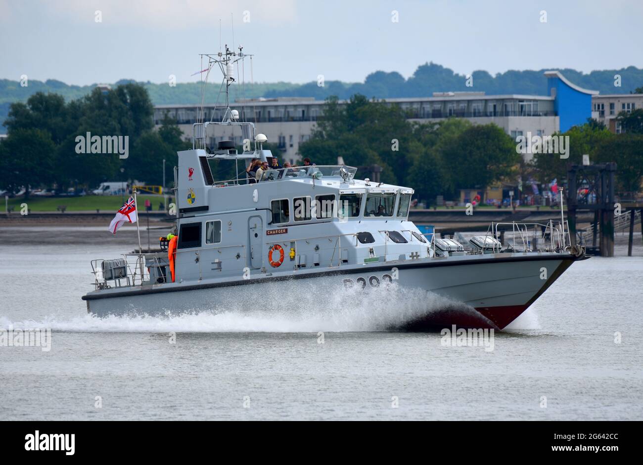 Royal Navy Fast Inshore Patrol Boat HMS Charger passing Gravesend on ...