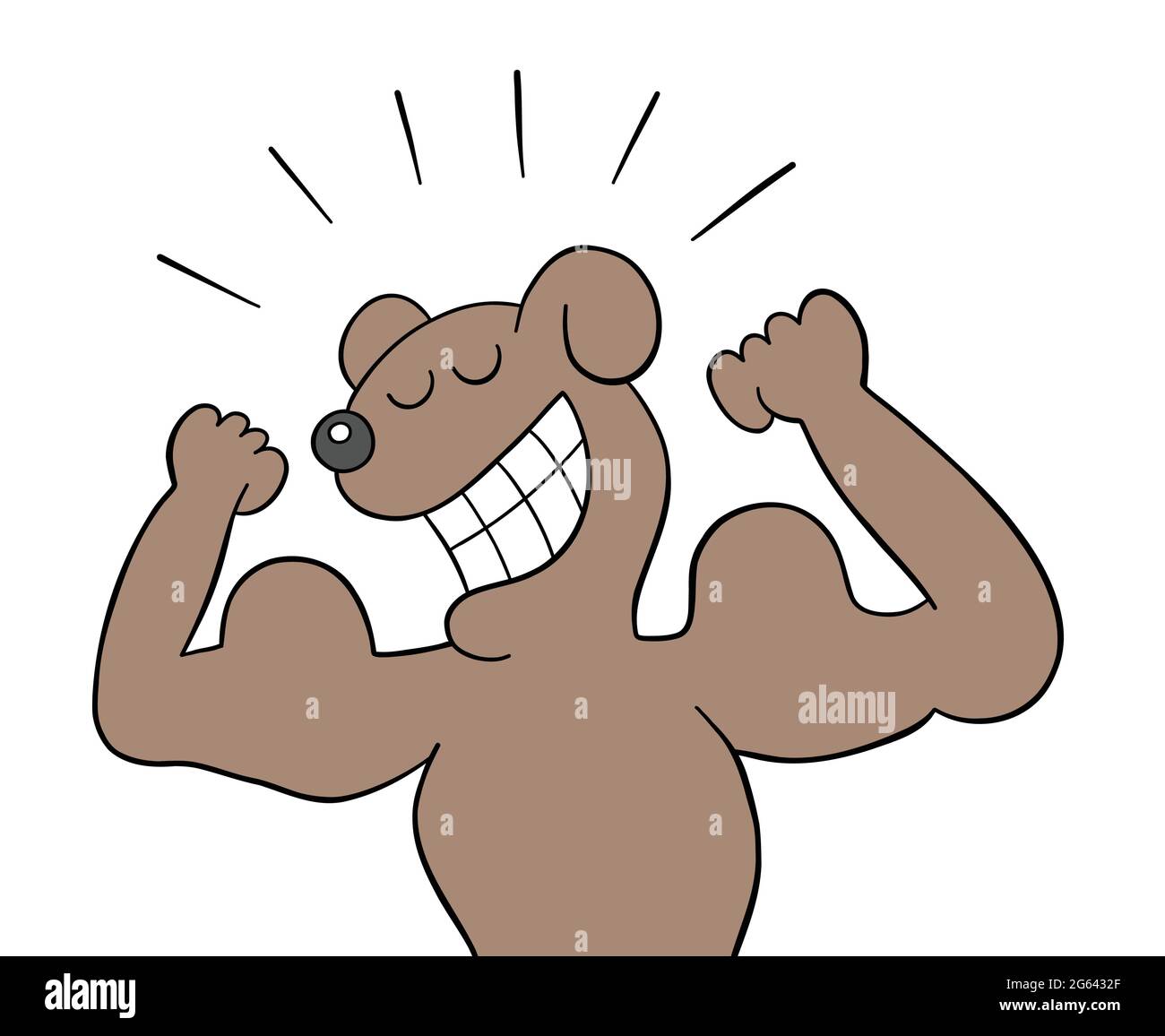 Cartoon the dog is very strong and shows biceps, vector illustration ...