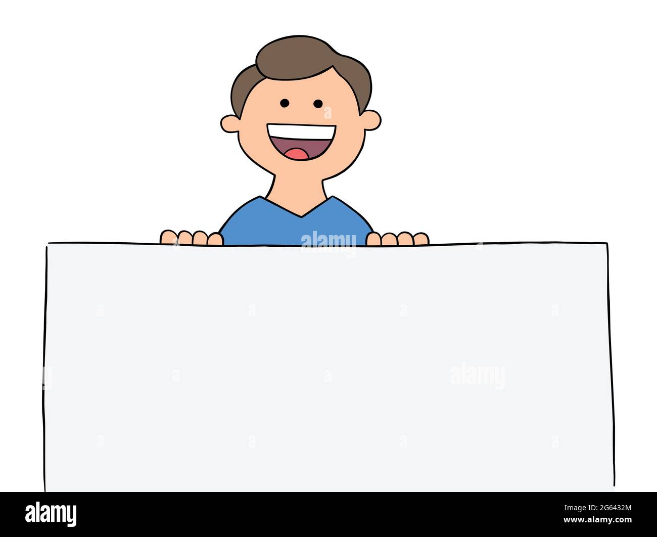 Cartoon Cartoon man holding blank sign, vector illustration. Colored ...