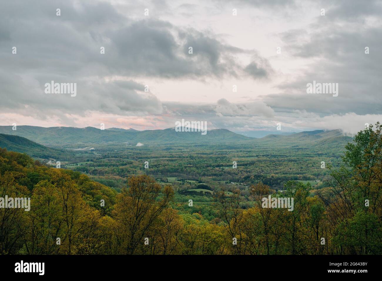 A landscape with trees and hills, Blue Ridge Parkway, Fancy Gap ...