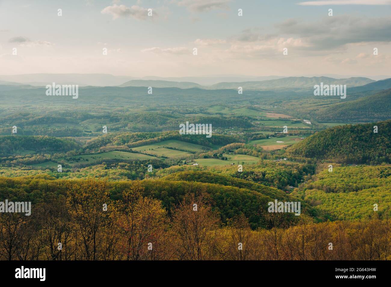 A landscape with trees and hills, Blue Ridge Parkway, Fancy Gap ...
