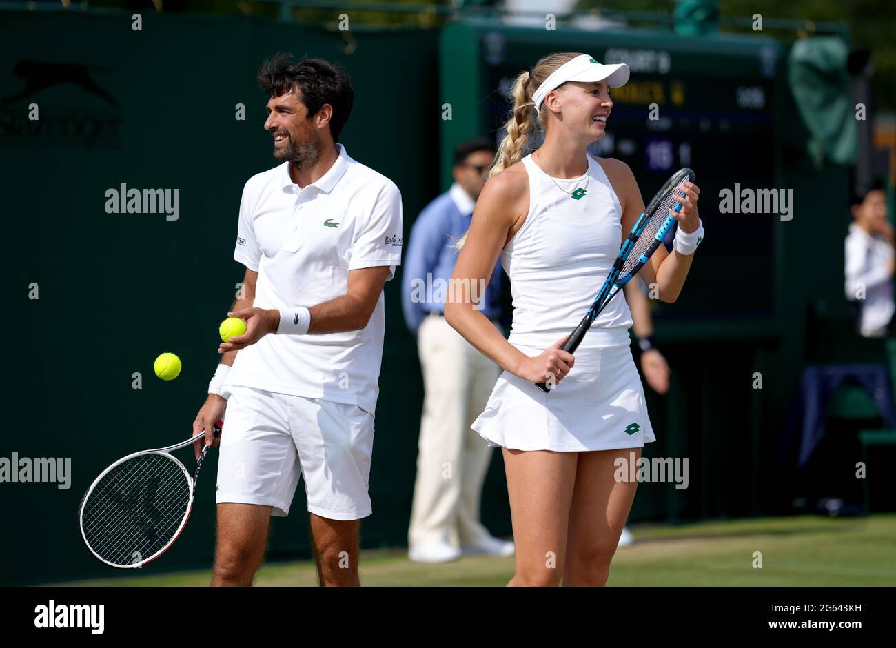 Naomi Broady (right) and Jeremy Chardy during their mixed doubles first ...