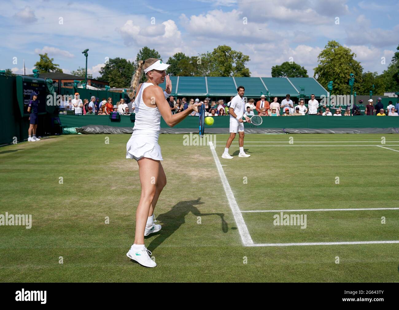 Naomi Broady (left) and Jeremy Chardy during their mixed doubles first ...