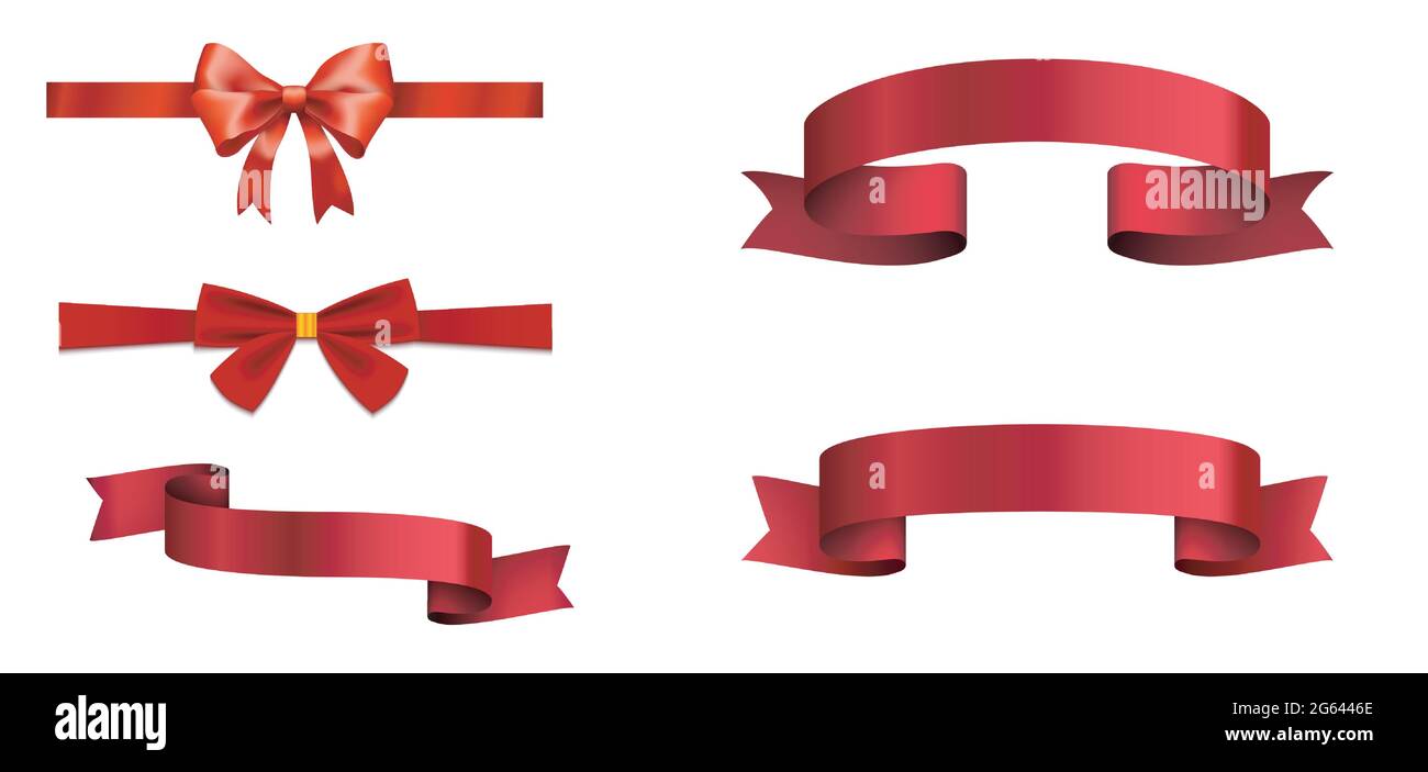 Red ribbons collection isolated on white background Stock Vector Image ...
