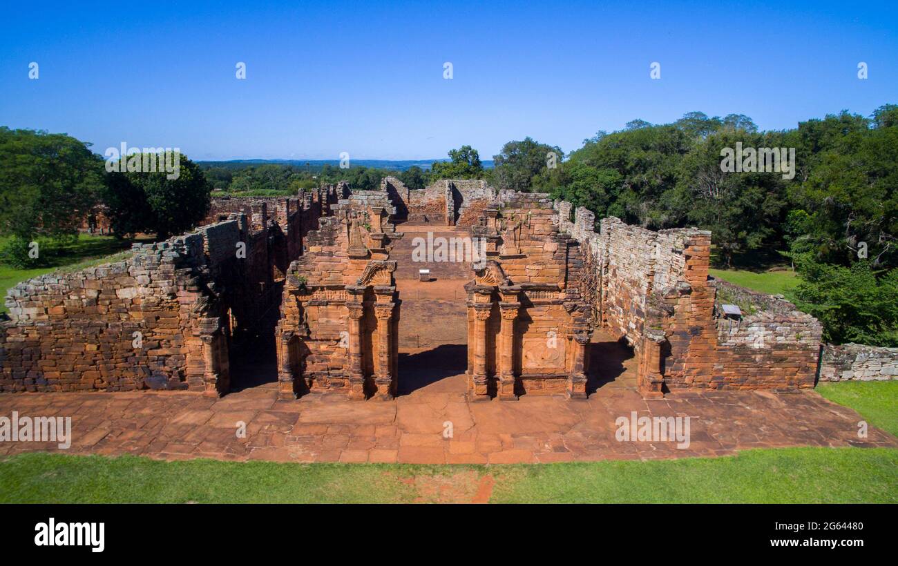 Aerial view San Ignacio Miní, Jesuit Mission of the Guarani, UNESCO ...