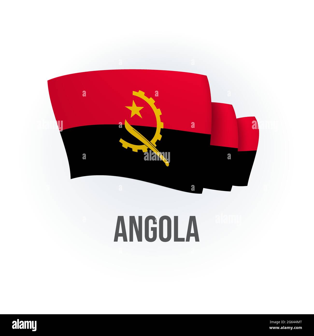 Vector flag of Angola. Angolan waving flag. Vector illustration Stock ...