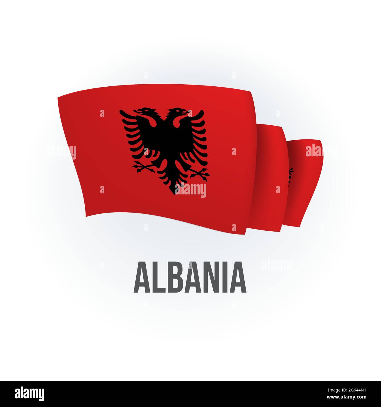 Vector flag of Albania. Albanian waving flag. Vector illustration Stock ...
