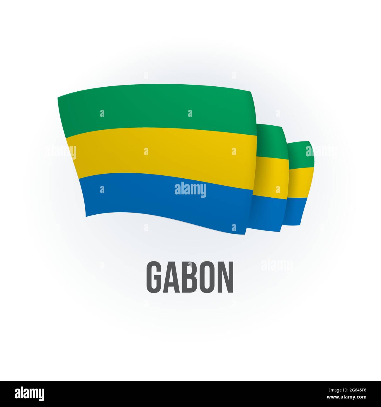 Vector flag of Gabon. Gabonese waving flag. Vector illustration Stock ...