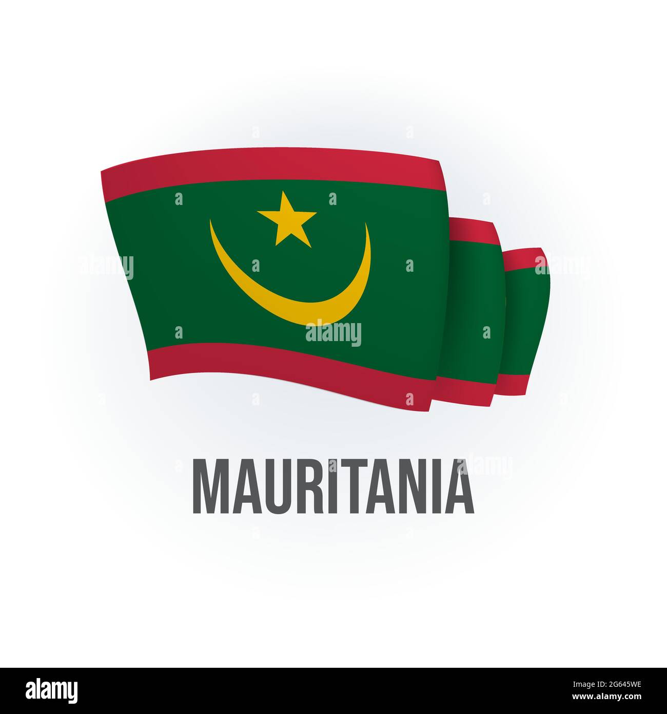 Vector Flag Of Mauritania Mauritanian Waving Flag Vector Illustration