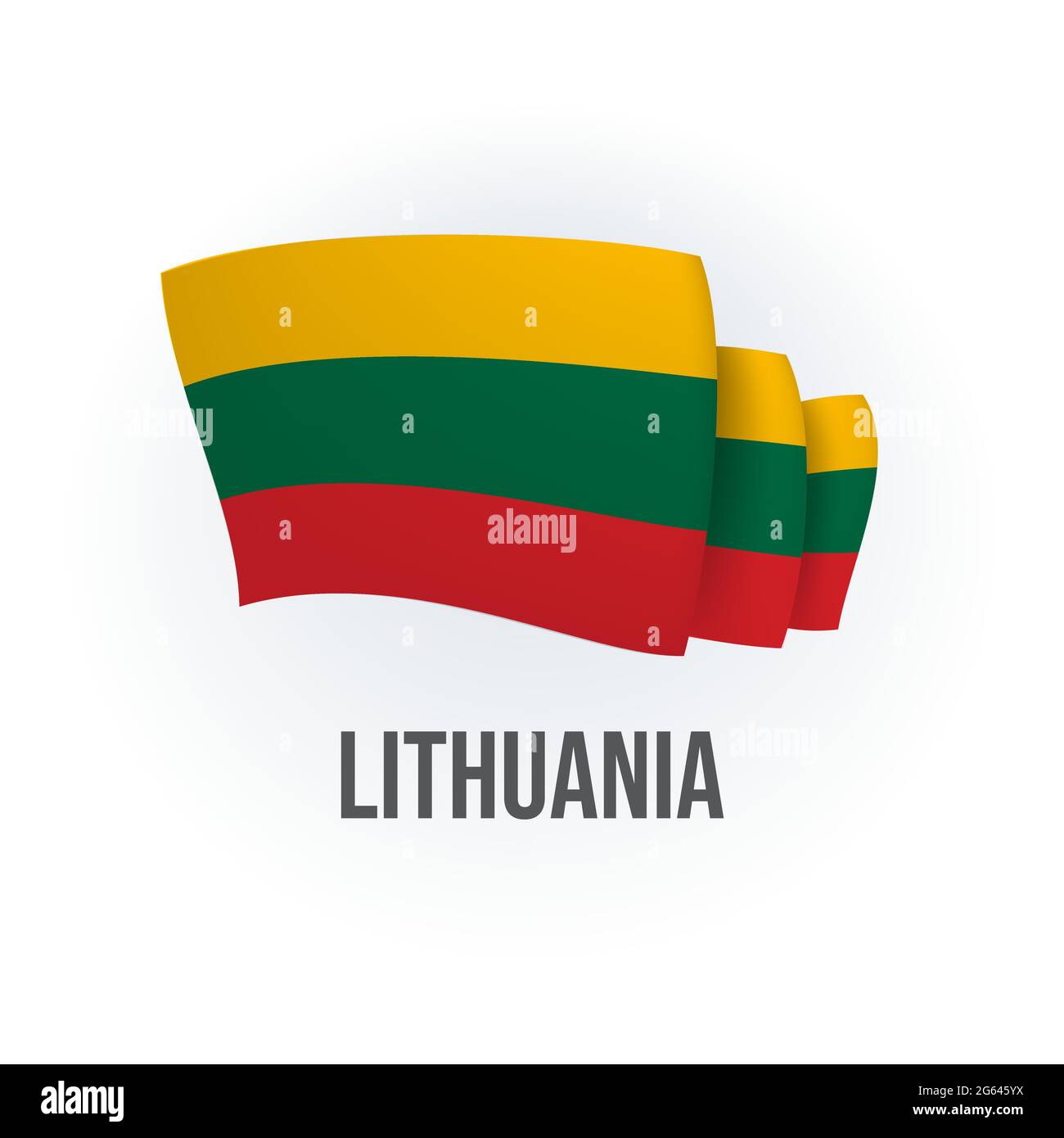 Vector flag of Lithuania. Lithuanian waving flag. Vector illustration ...