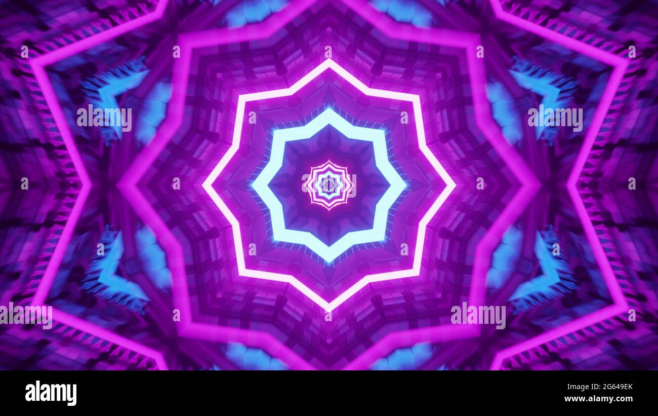 Symmetric star shaped tunnel with vibrant illumination 4K UHD 3D ...