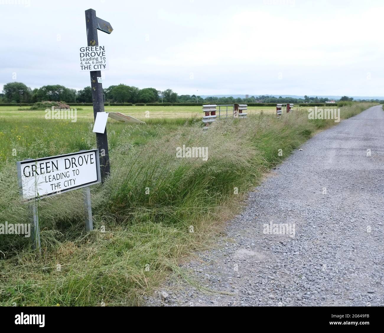 June 2021 - Road sign in rural Somerset, Green Drove leading to the ...