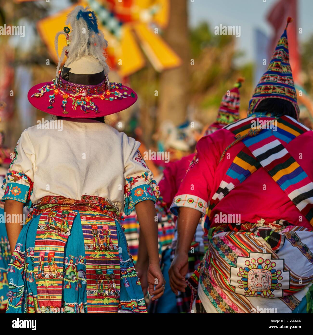 Tinkus dancing group in colourful costumes performing a traditional ...