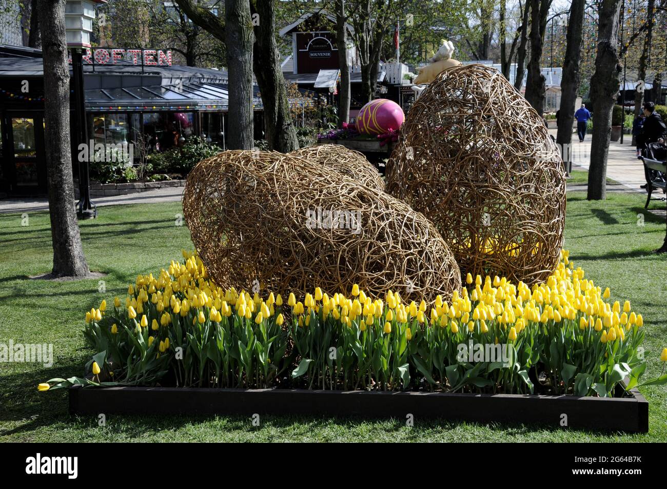 Copenhagen Denmark 16 April 2017 Visitors waiting at Tivoli garden on ...