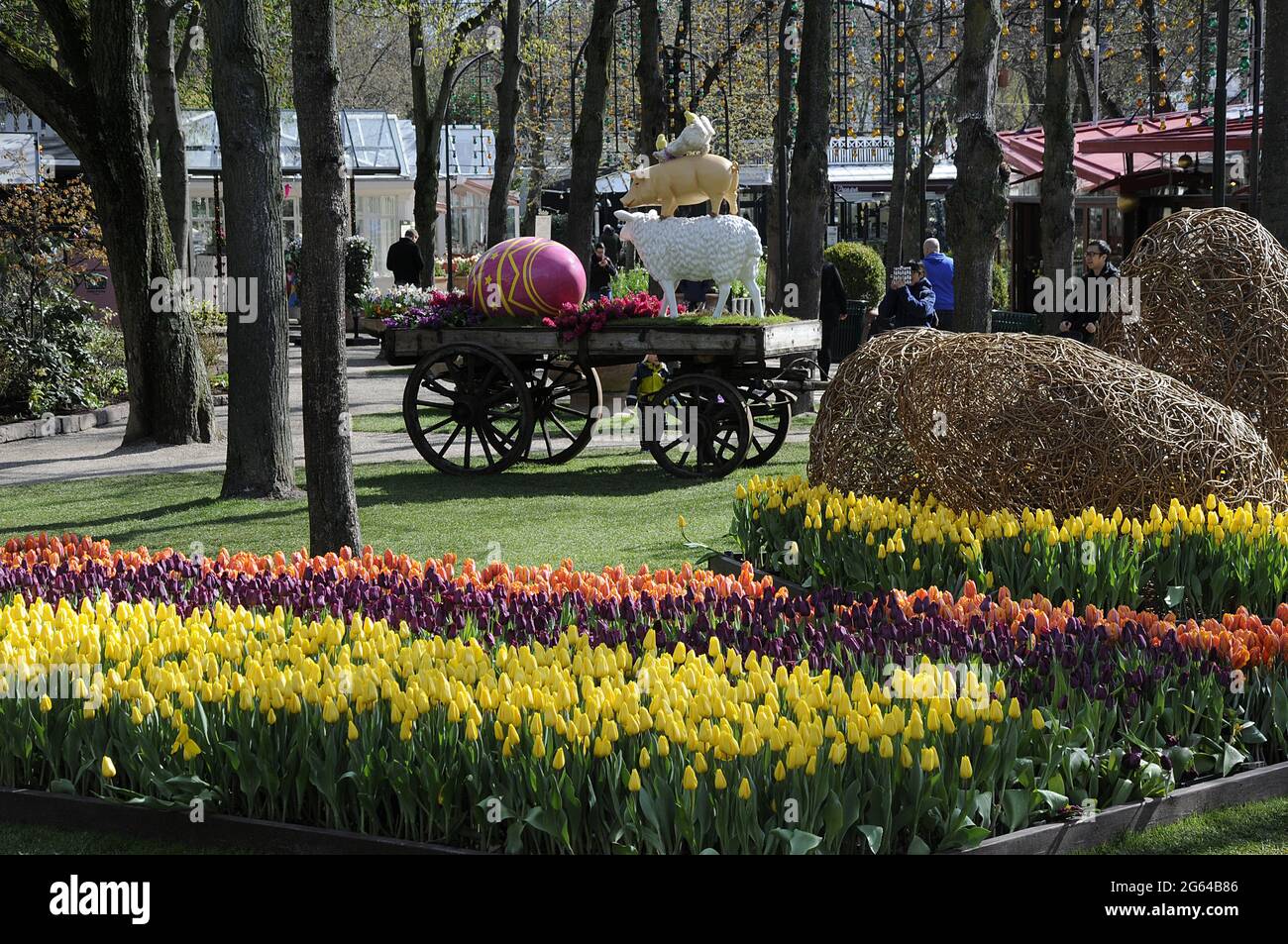 Copenhagen Denmark 16 April 2017 Visitors waiting at Tivoli garden on ...