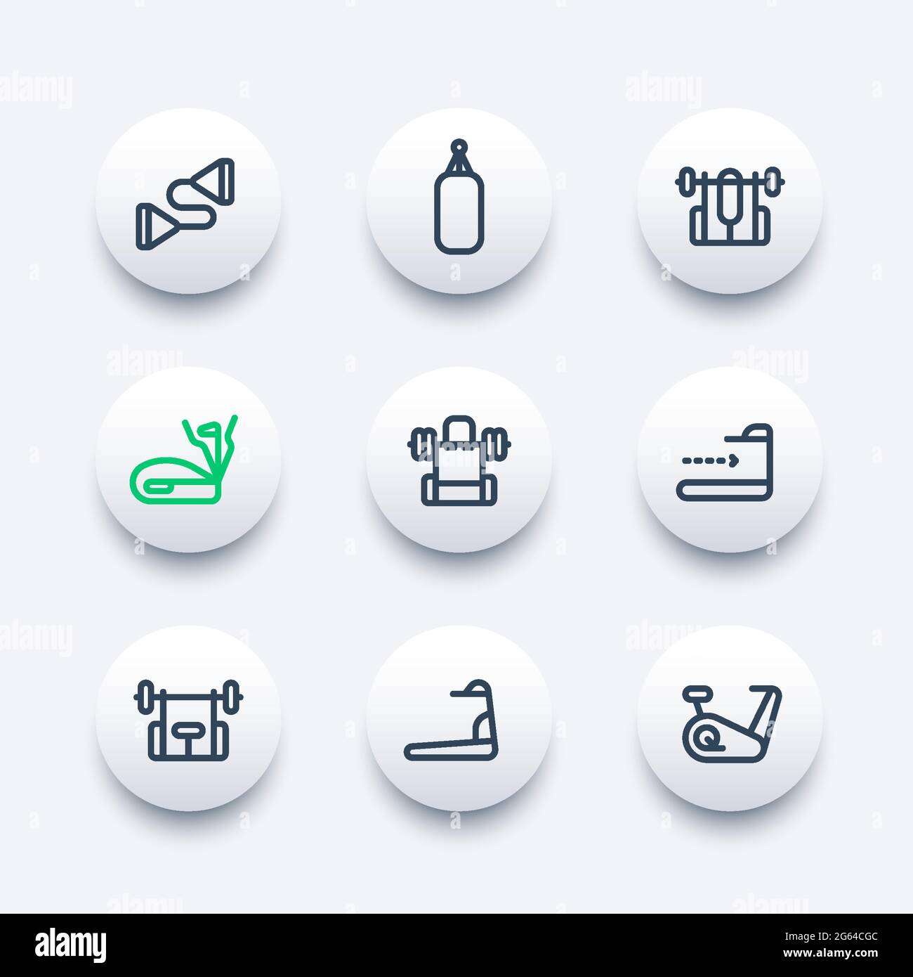 gym training, workout line icons set, vector Stock Vector Image & Art - Alamy