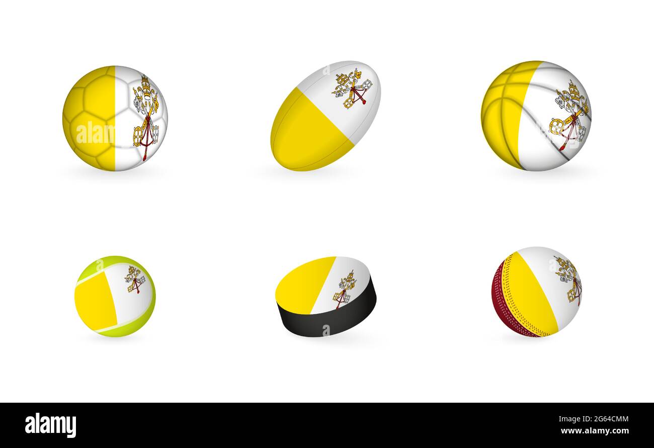 Sports equipment with flag of Vatican City. Sports icon set of Football ...