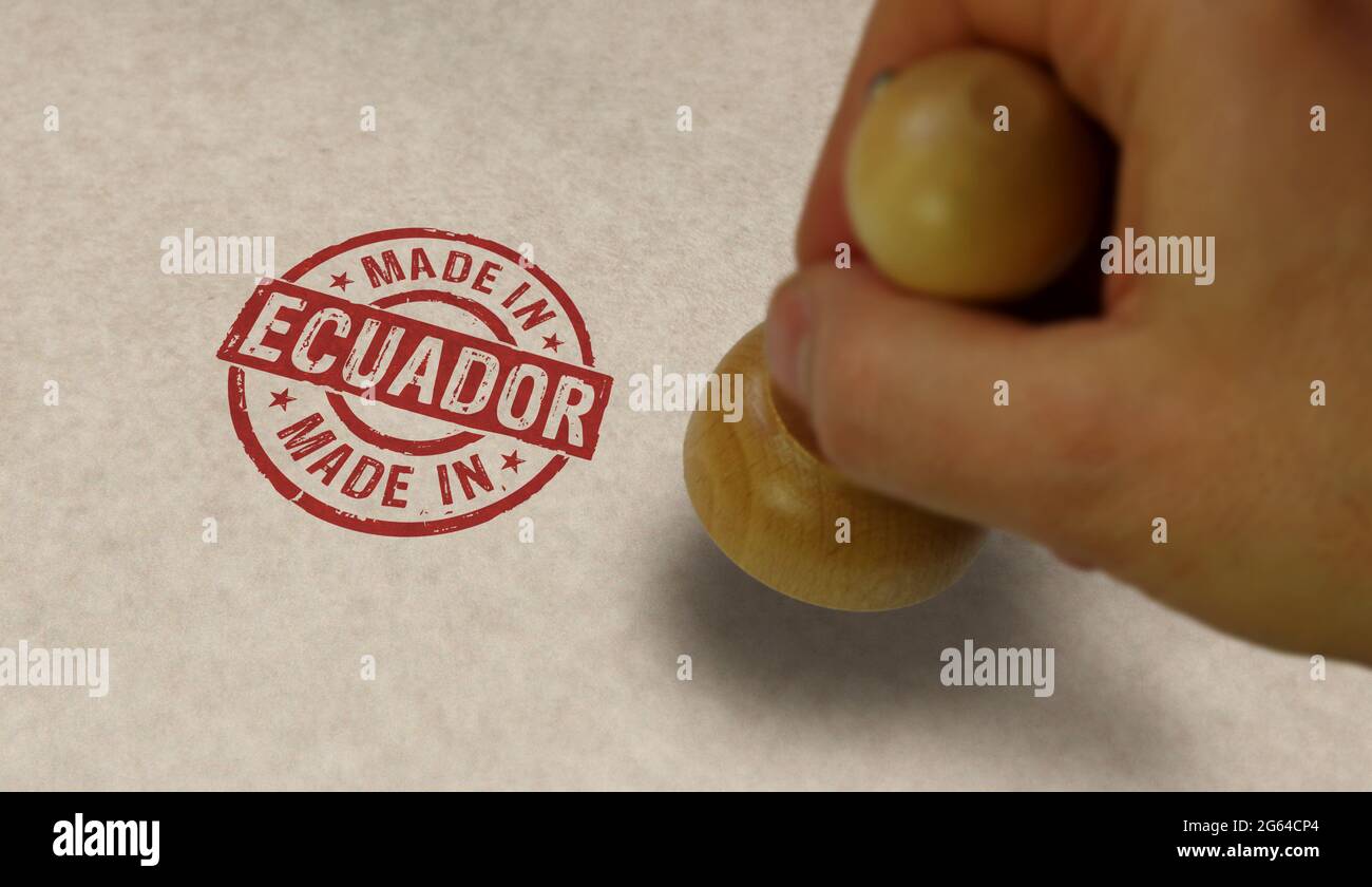 Made in Ecuador stamp and stamping hand. Factory, manufacturing and ...