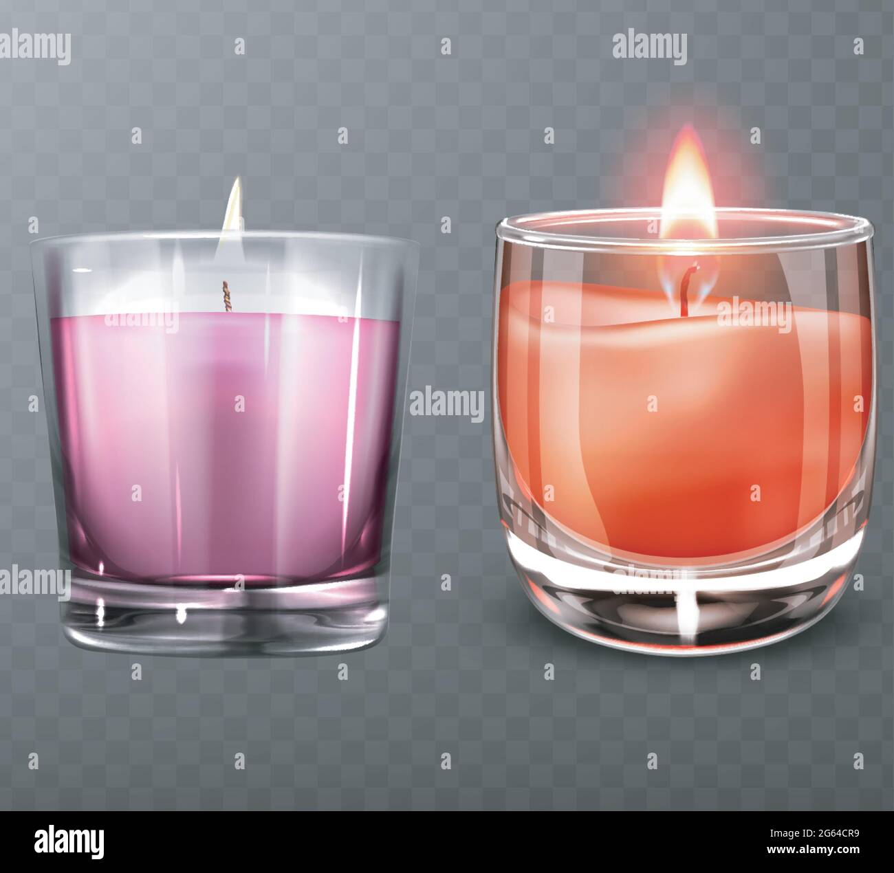 Burning candles in glass candlesticks transparent background Stock ...