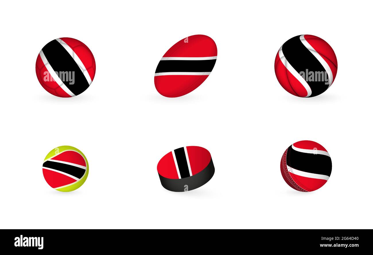 Sports equipment with flag of Trinidad and Tobago. Sports icon set of ...