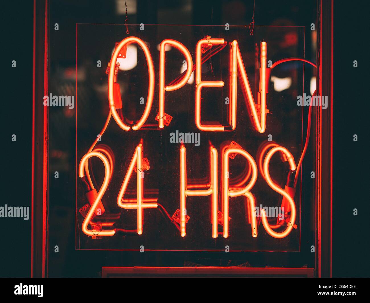 Open 24 hours neon sign, Upper East Side, Manhattan, New York City ...