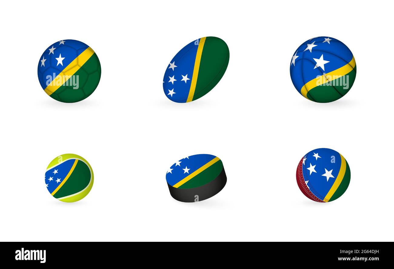 Sports equipment with flag of Solomon Islands. Sports icon set of ...