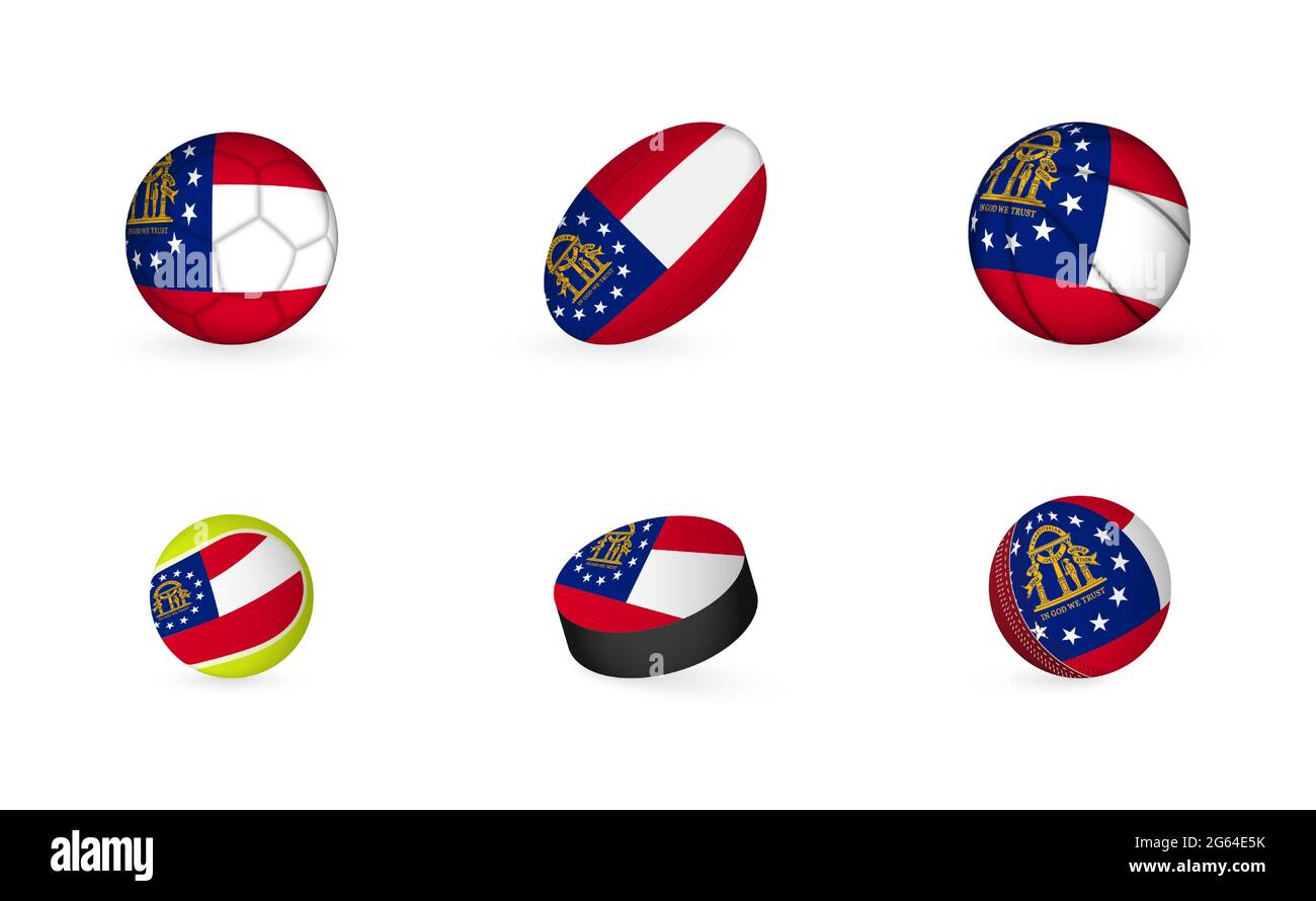 Sports equipment with flag of Georgia. Sports icon set of Football ...