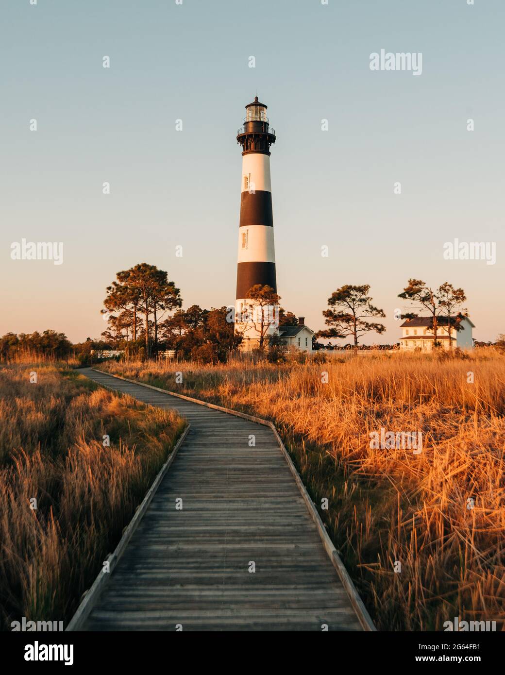Bodie Island Lighthouse and marsh boardwalk trail, in the Outer Banks ...