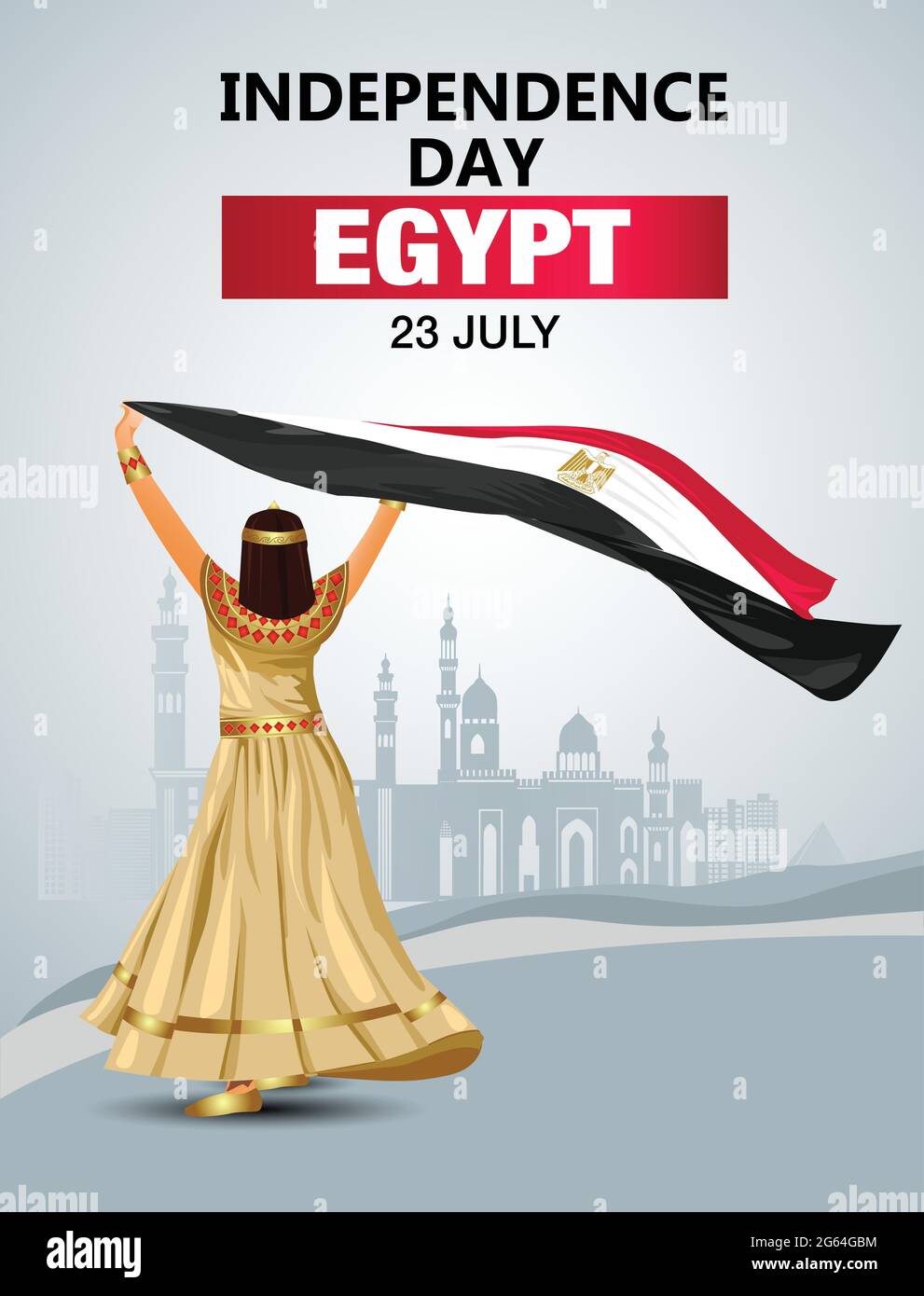 happy independence day Egypt 23rd of July, girl holding with Egyptian ...
