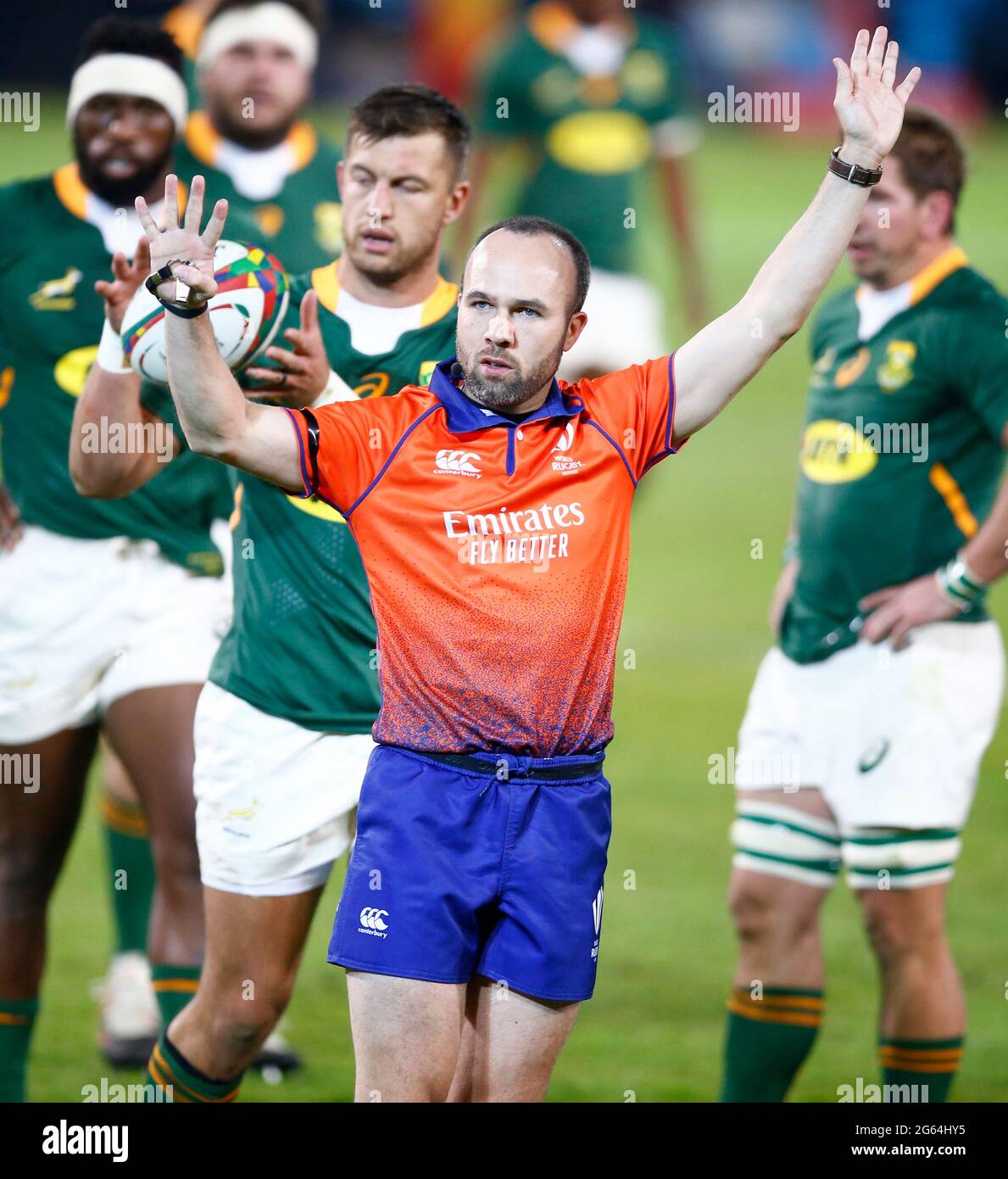 Referee Mike Adamson of Scotland during the Summer International test ...