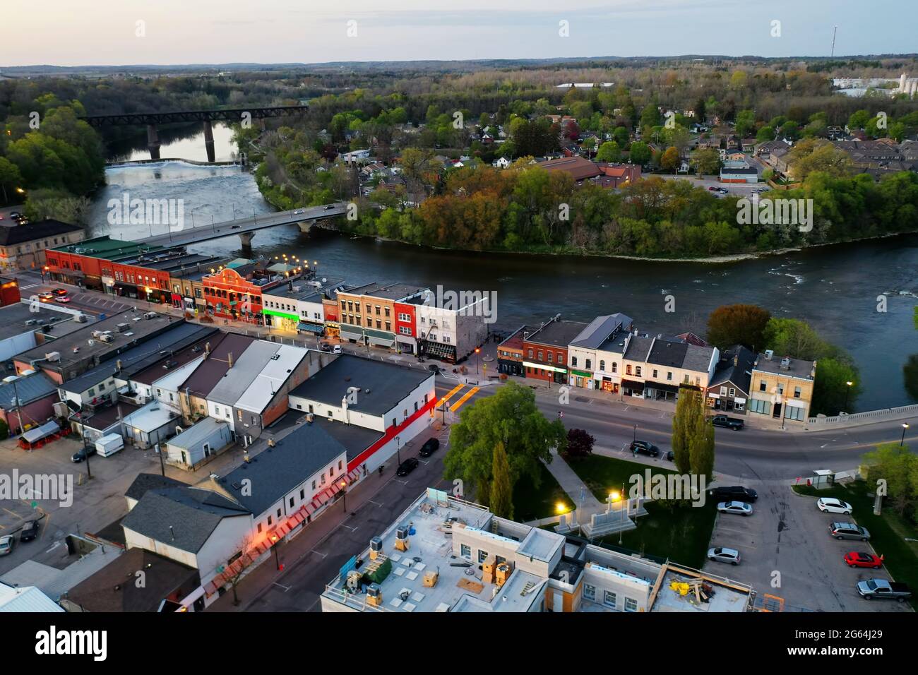 An aerial view of Paris, Canada at night Stock Photo - Alamy