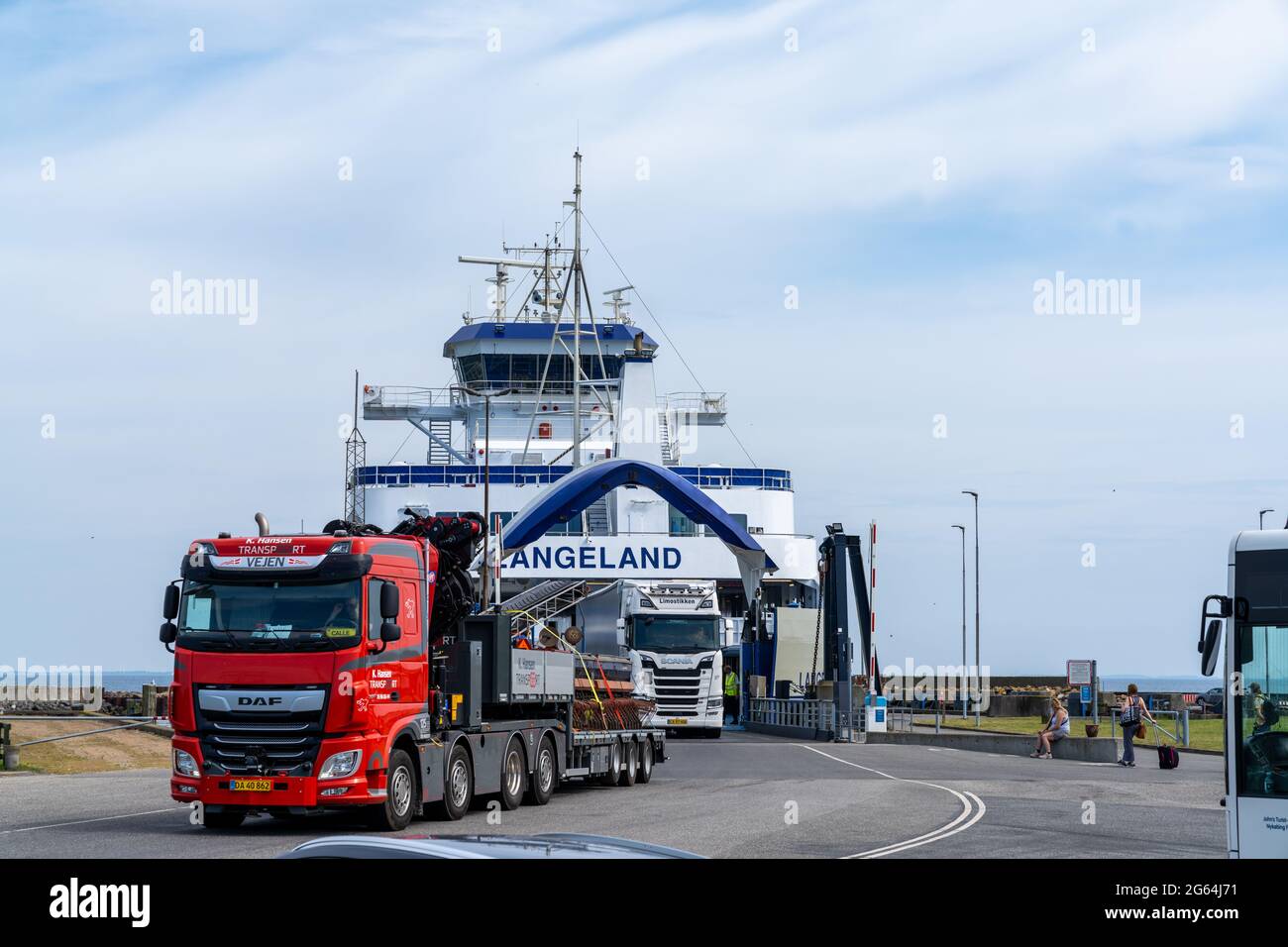 Spodsbjerg, Denmark - 10 June, 2021: the Langeland Ferry unloading ...