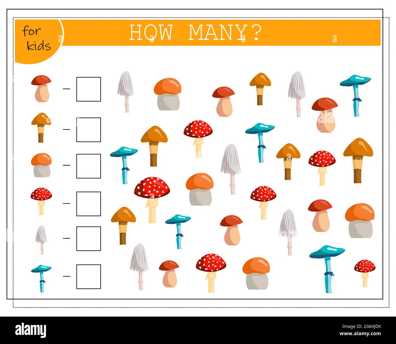 Math game for children, count how many autumn trees. Vector isolated on ...