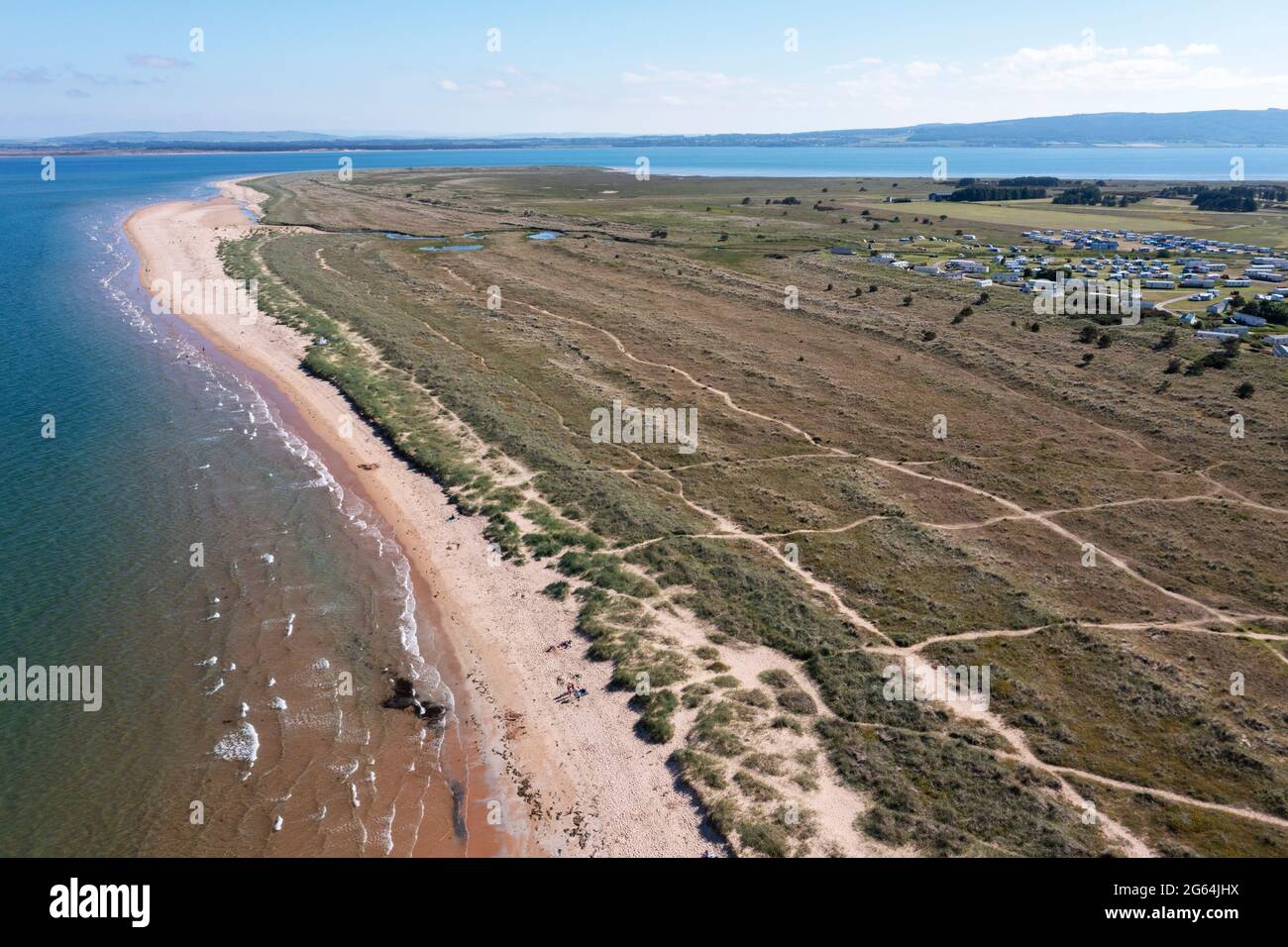 Aerial view of Dornoch beach, Dornoch, Sutherland, Scotland Stock Photo ...