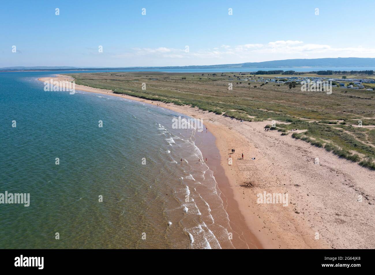 Aerial view of Dornoch beach, Dornoch, Sutherland, Scotland Stock Photo ...
