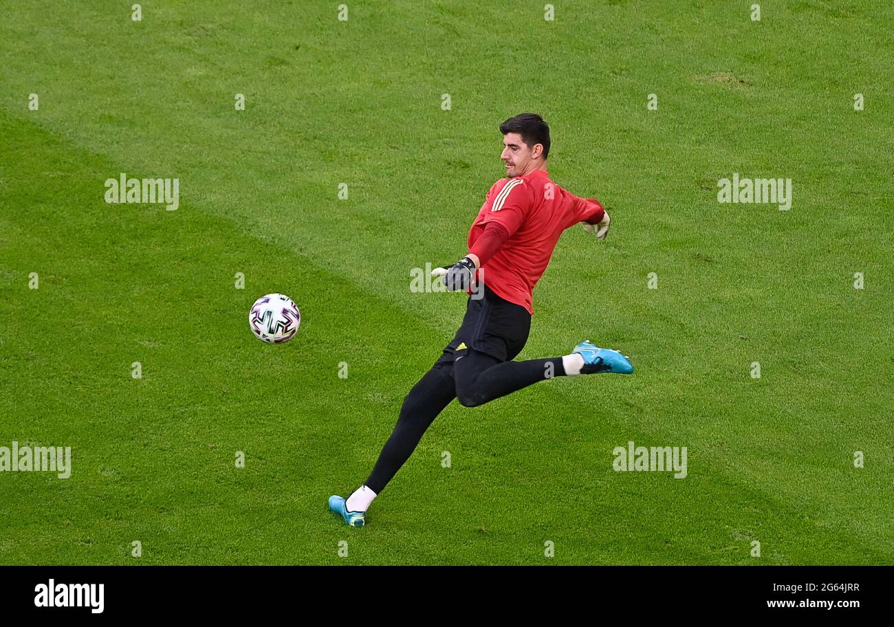Munchen, Germany. 02nd July, 2021. Belgian goalkeeper Thibaut Courtois ...
