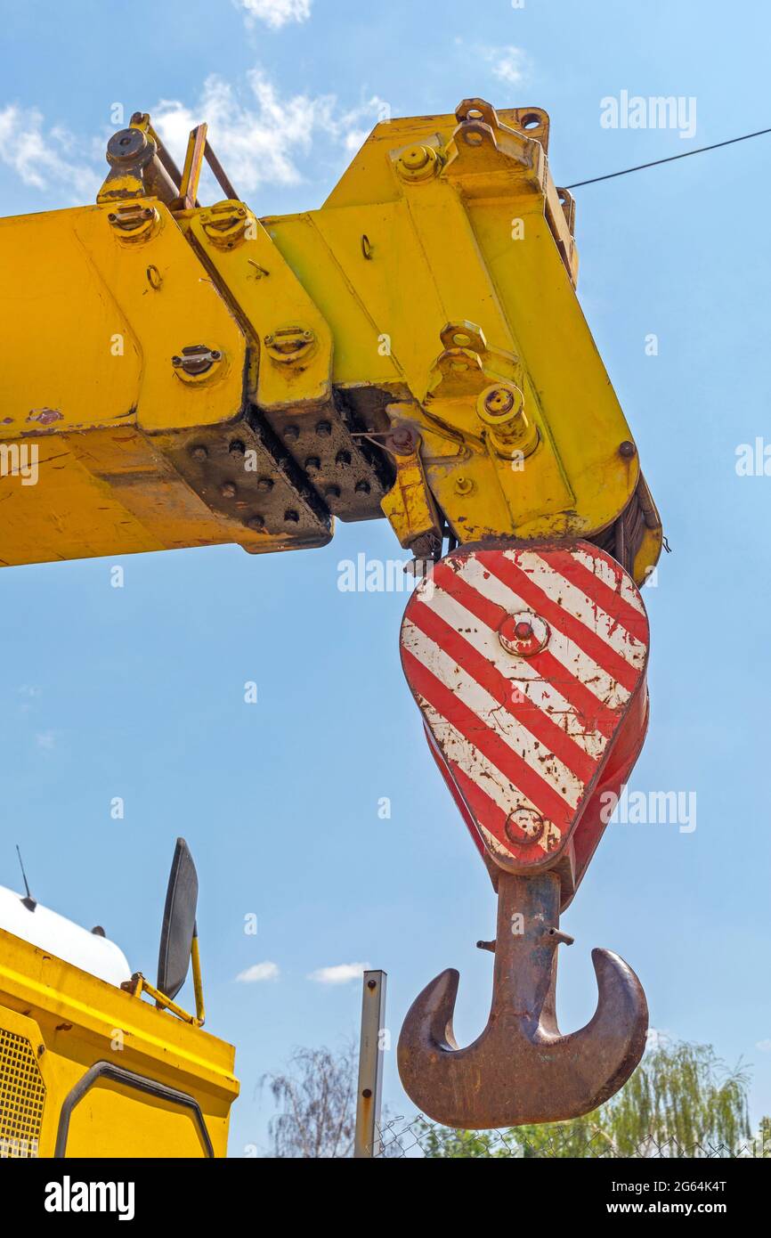 Double Hook Hoist Device at Mobile Crane Vehicle Stock Photo - Alamy