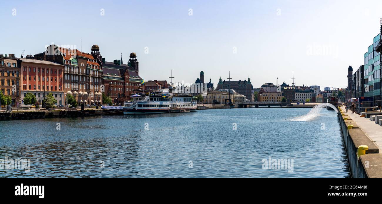 Malmo, Sweden - 18 June, 2021: view of the Suellshammen Canal and ...