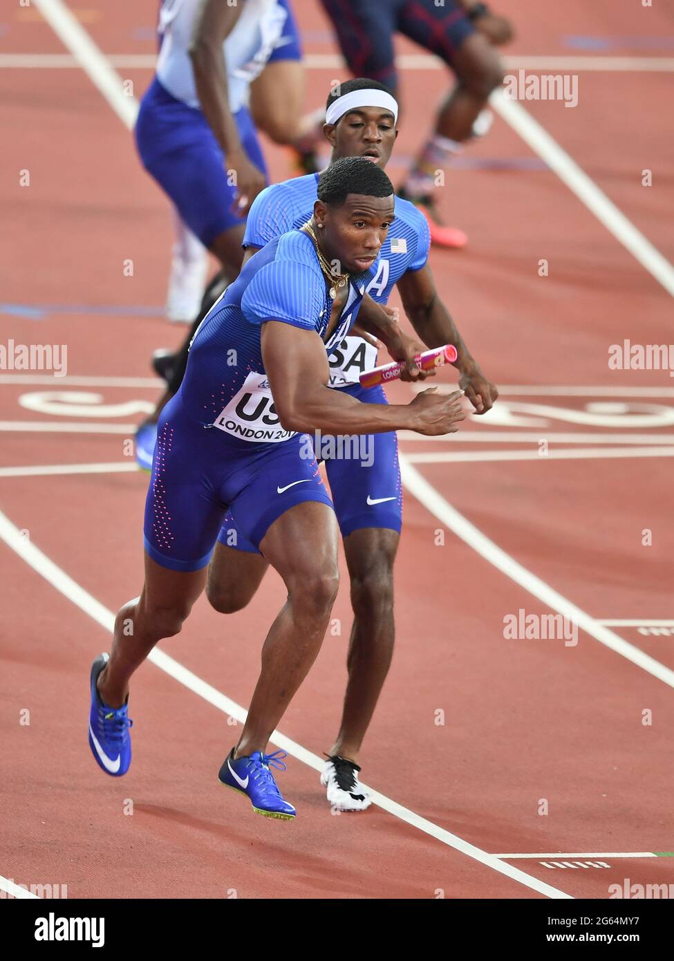 USA Team: Wilbert London, Gil Roberts. 4x400 Men's relay Final, Silver ...