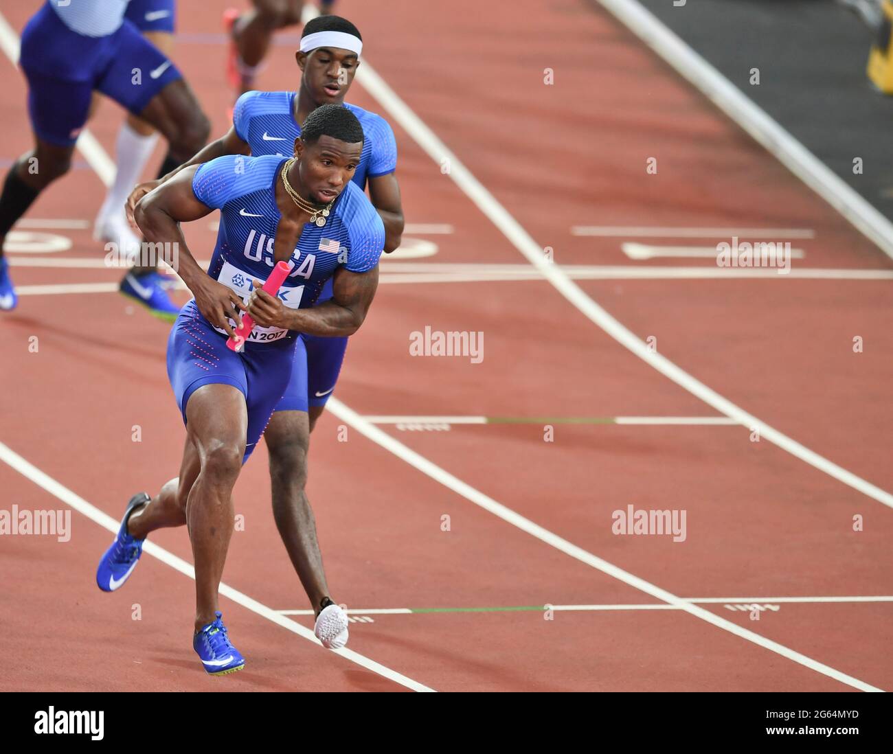 USA Team: Wilbert London, Gil Roberts. 4x400 Men's relay Final, Silver ...