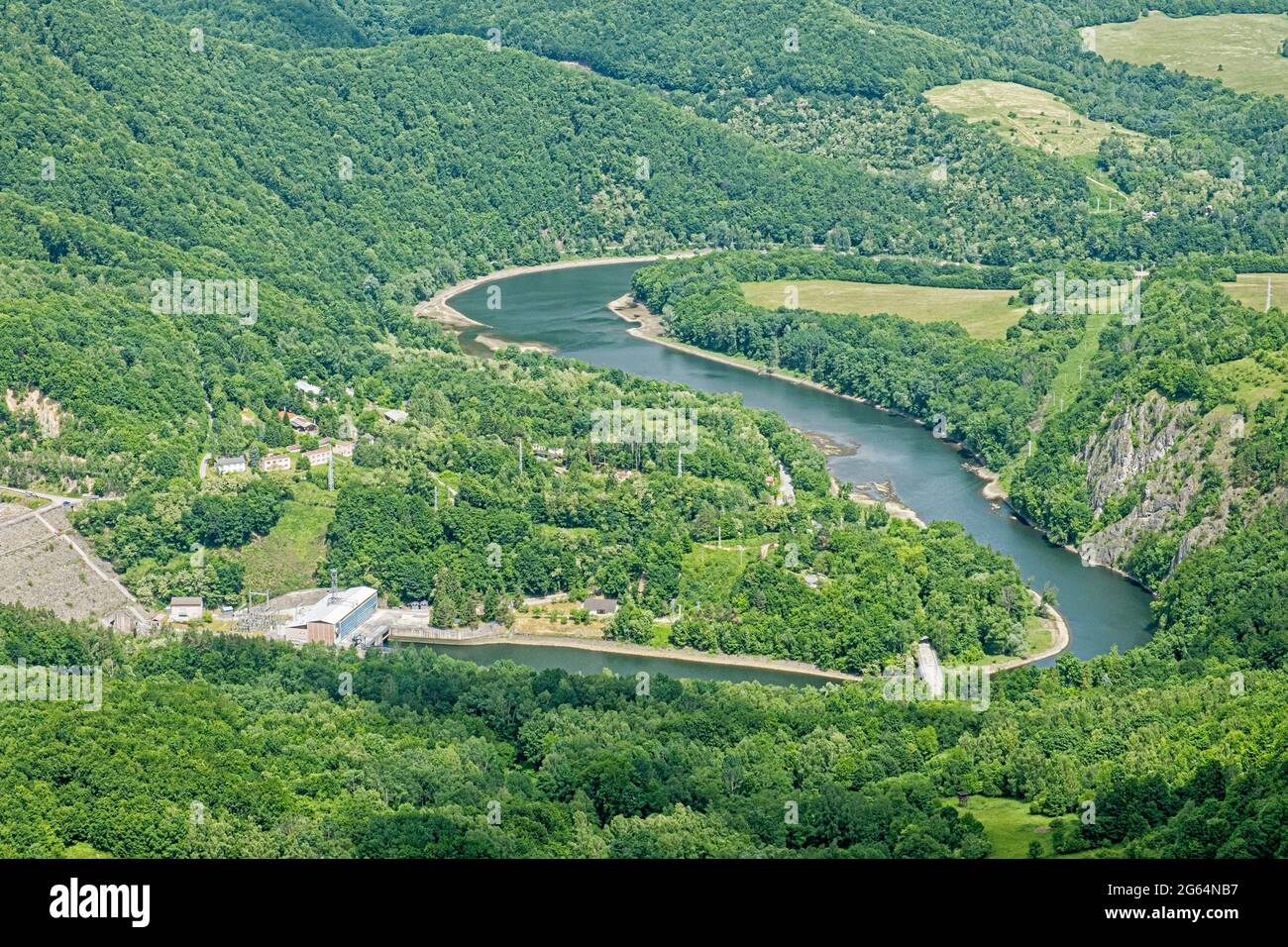 Ruzin water dam from Sivec hill, Slovak republic. Seasonal natural ...