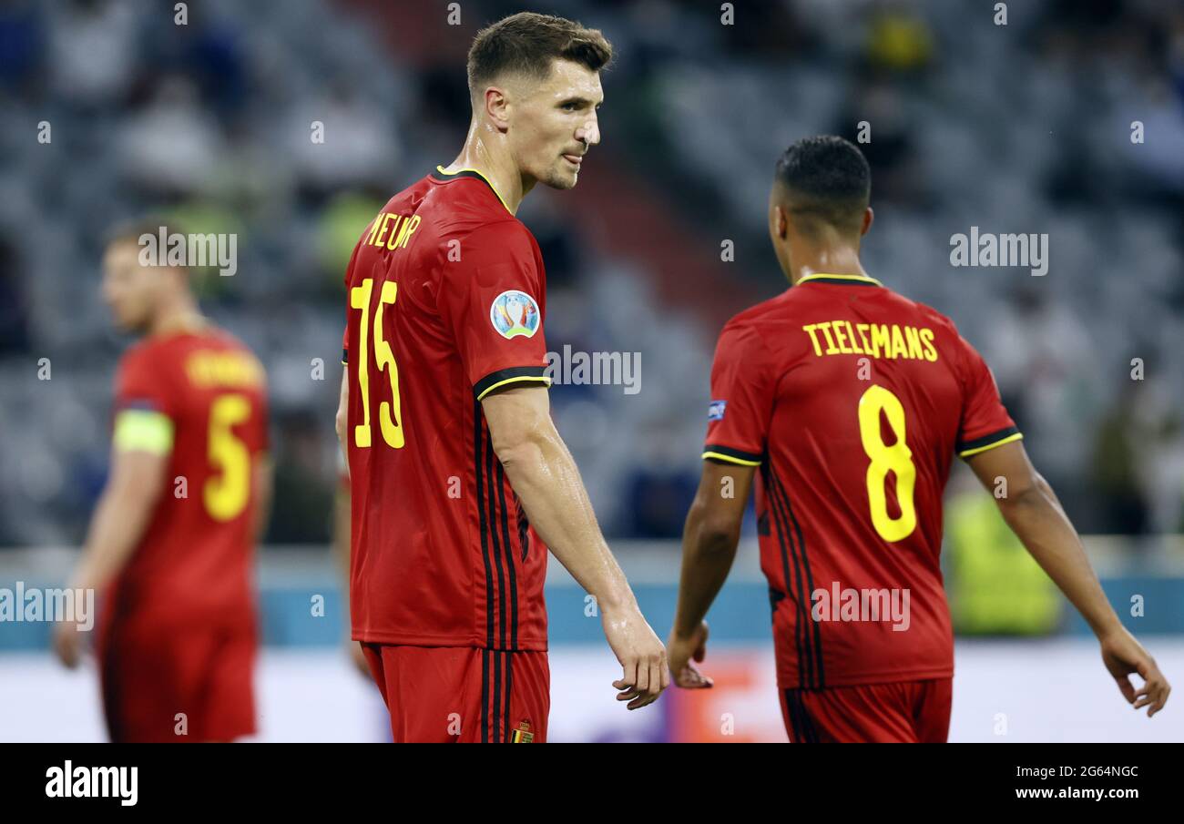 Belgium's Thomas Meunier reacts during the quarter-finals game of the ...