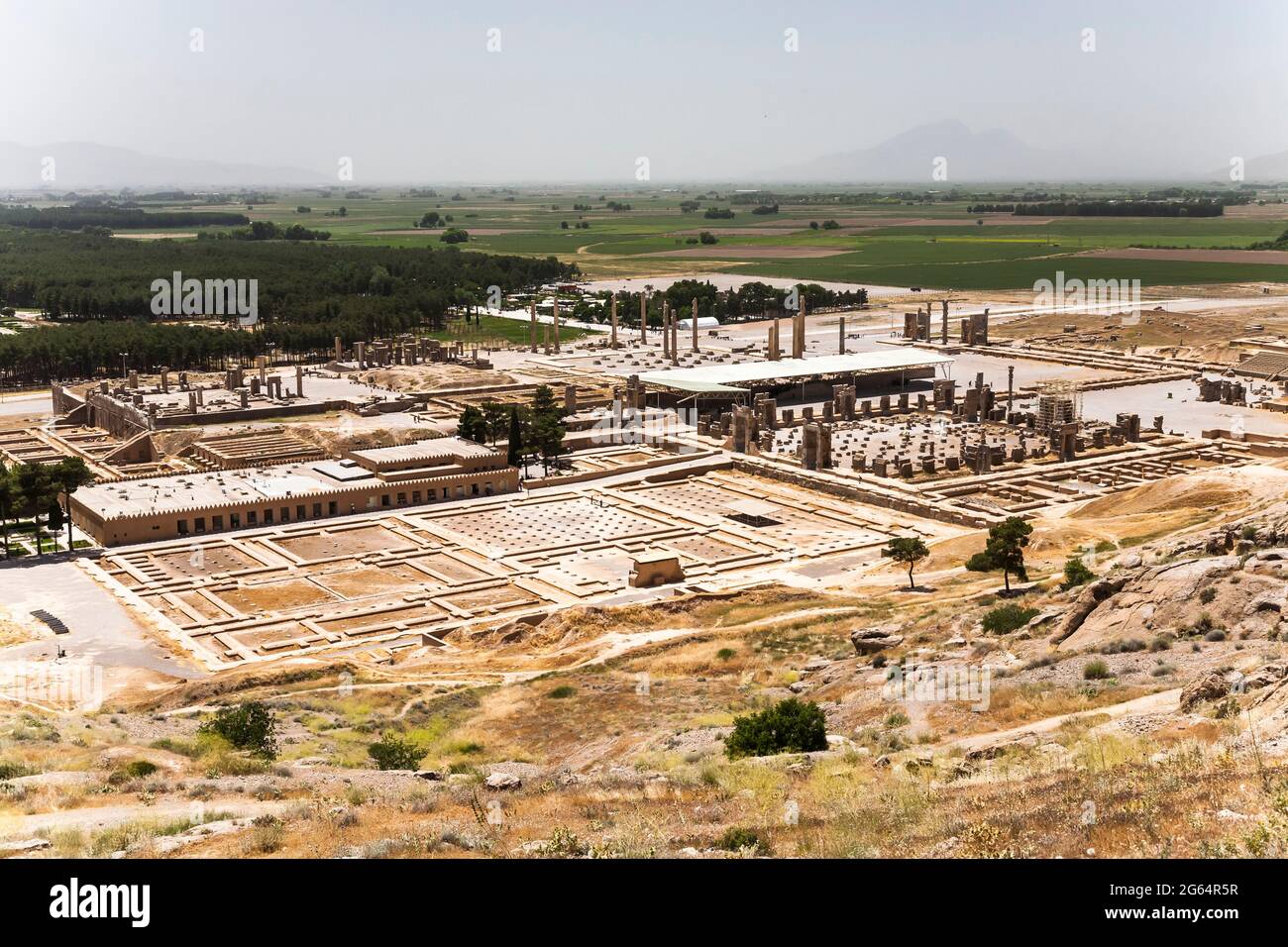 Persepolis, panorama of ruins, ancient ceremonial capital of Achaemenid ...