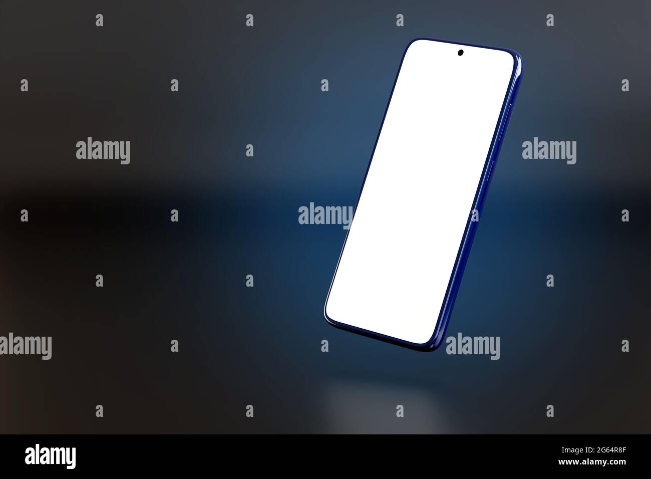 Mobile phone with blank screen on dark background. 3d illustration ...