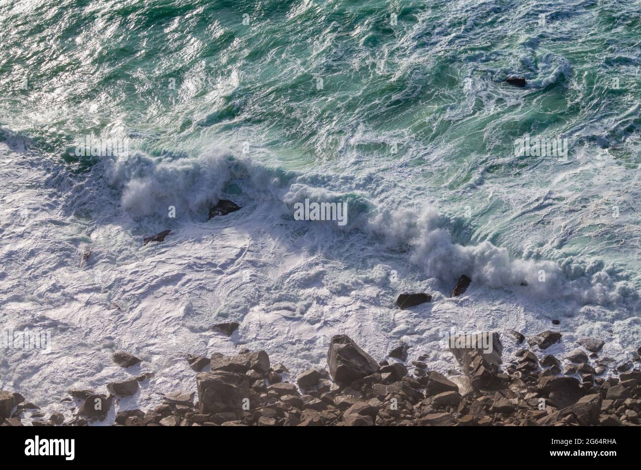 Waves of the Atlantic ocean in Cabo da Roca, the western point of ...