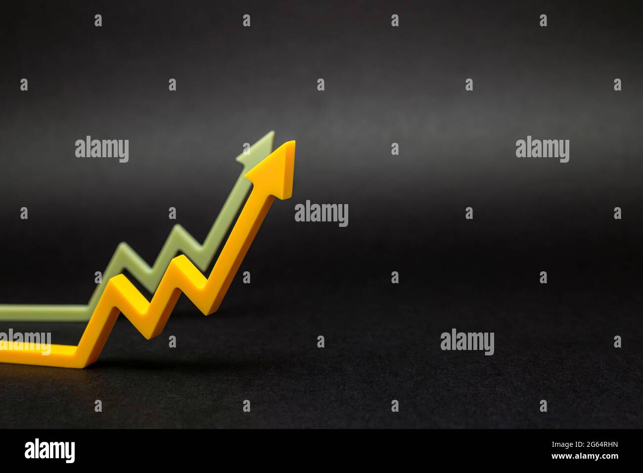 An uptrend, increased sales, or increased value. graphic arrows ...