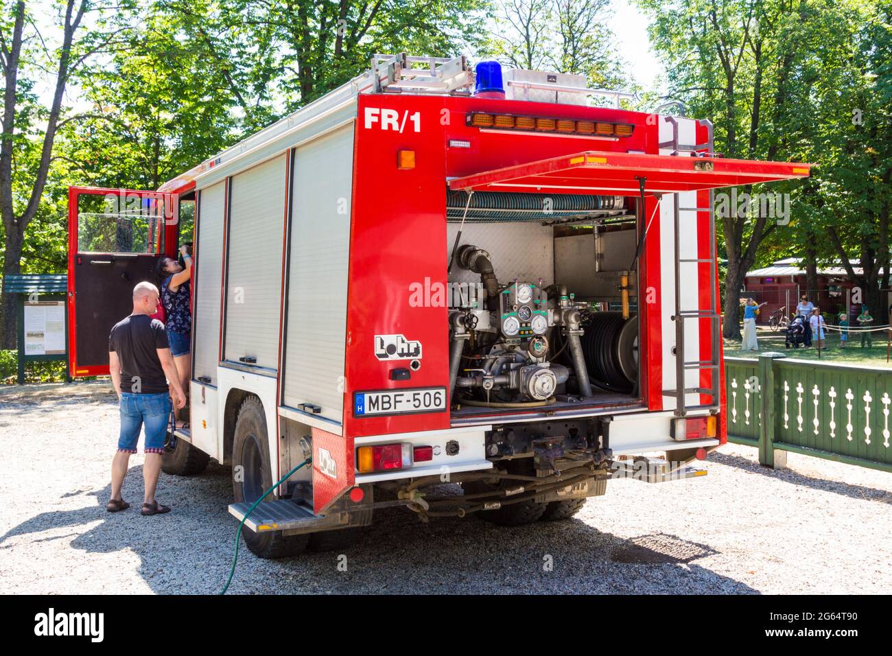 Rear view of fire engine hi-res stock photography and images - Alamy