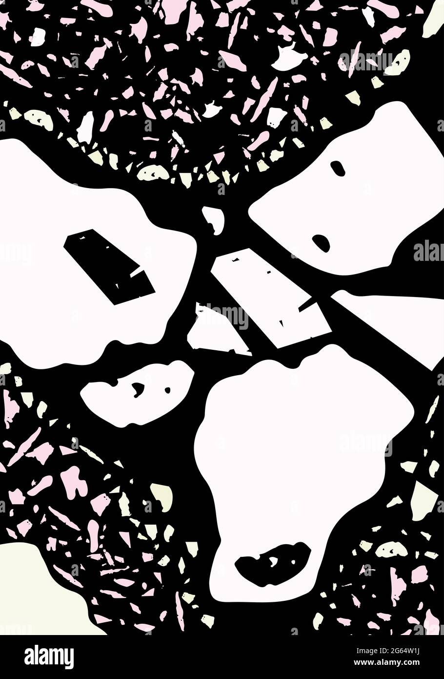 Terrazzo modern abstract template. Black and white texture of classic ...