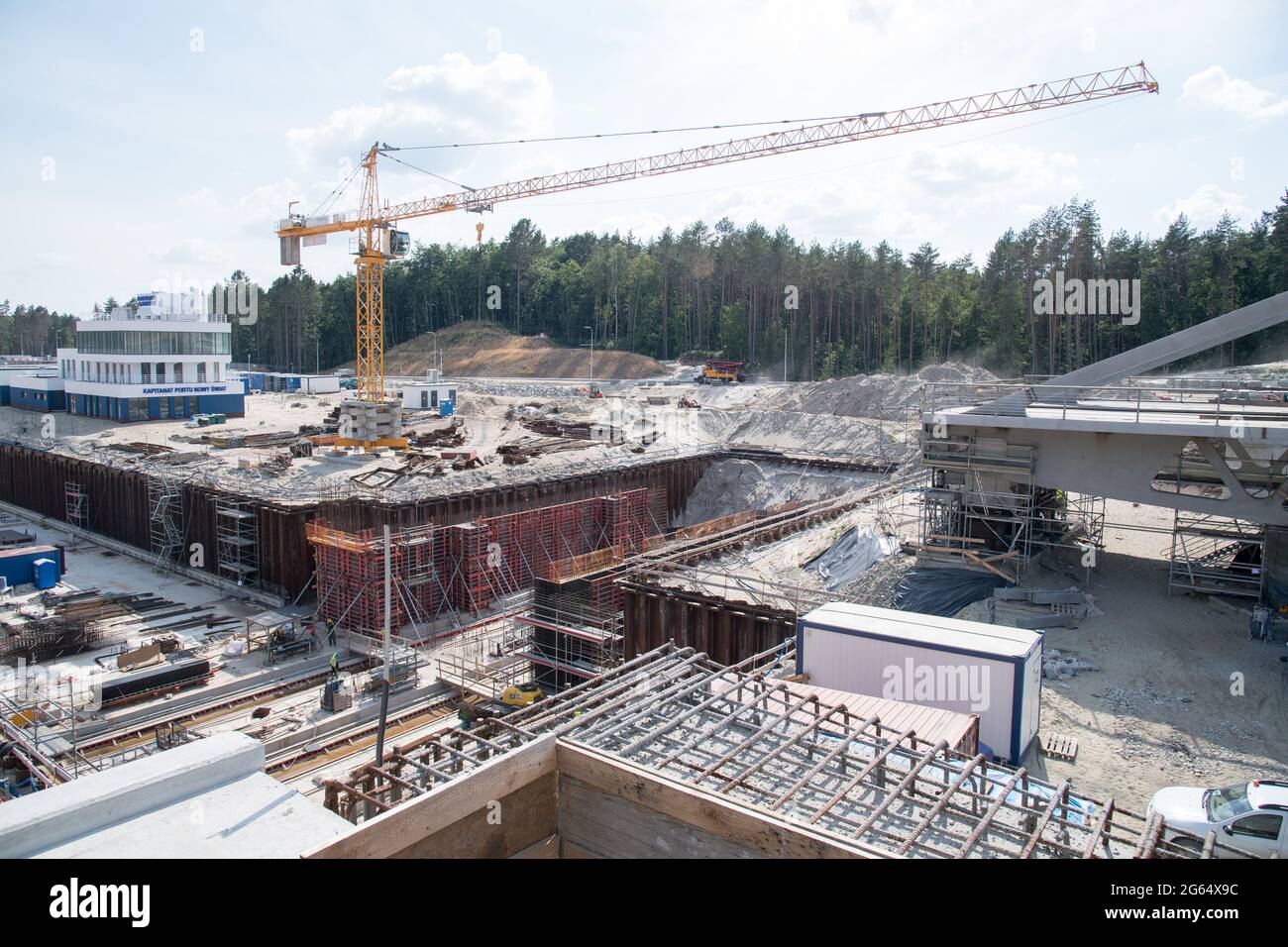 Construction site on the Vistula Spit canal which connect port of ...